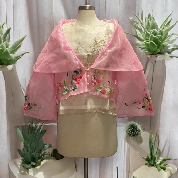 Handmade | Accessories | Handpainted Filipiniana Alampay Floral Shawl ...